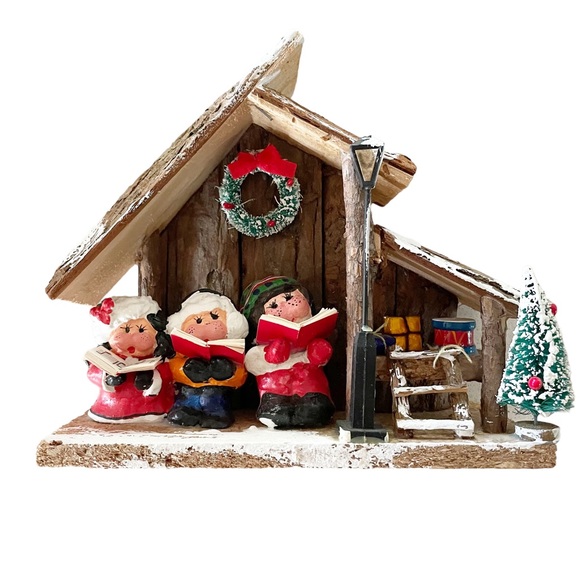 Enesco | Holiday | Vintage Enesco Christmas Carolers In Wood Nativity ...